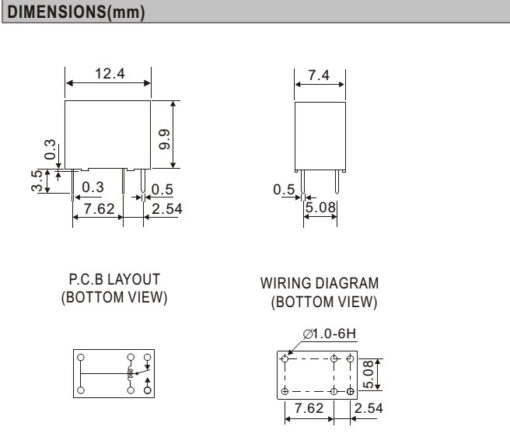 RELE SPDT 5V 1A MICRORELE RSY-5 PCB - Comercial Victronics